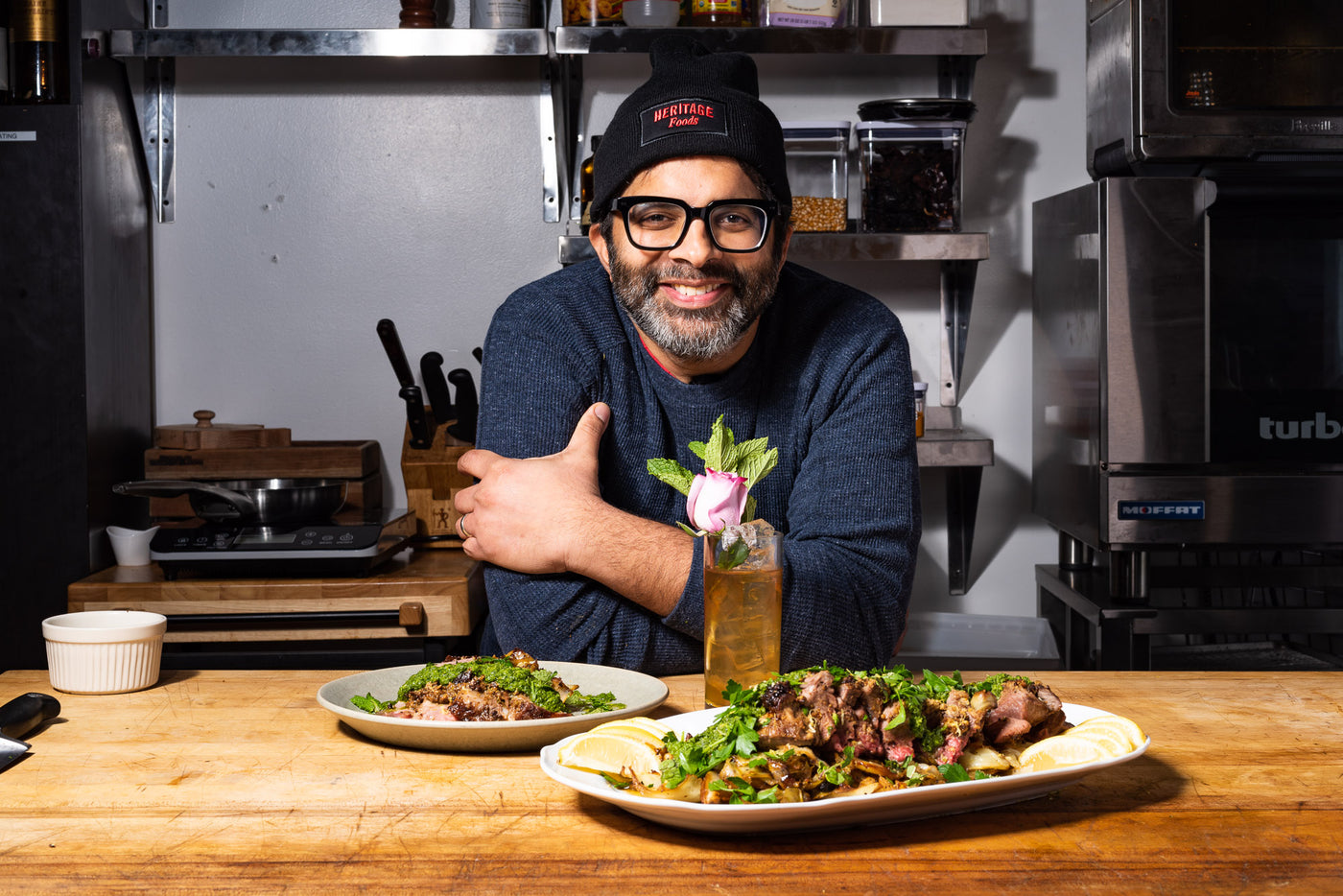 Pistachio, Citrus & Garlic Roasted Leg of Lamb + Charred Cabbage + Min
